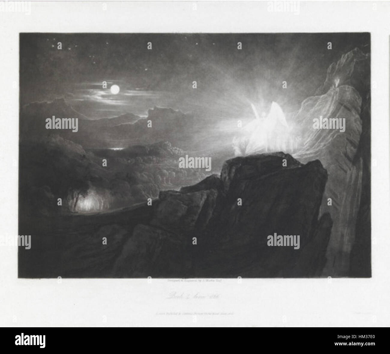 A painting by John Martin titled 'The Angels Guarding Paradise at Night ...