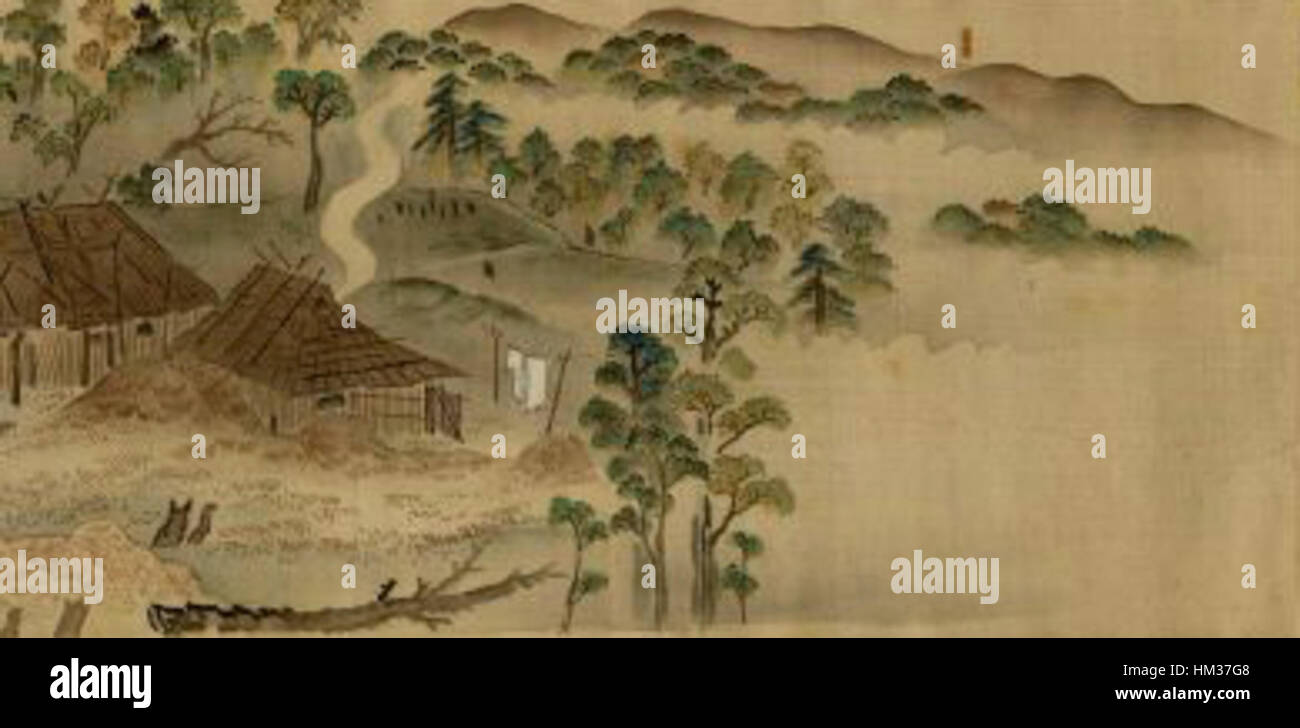 The 'Iya-yama emaki' is a traditional Japanese scroll painting housed ...