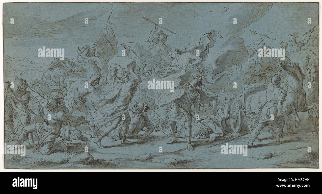 This painting by Jan van Orley depicts the legendary battle between ...