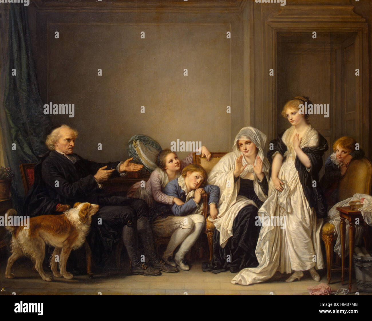 A painting by Jean-Baptiste Greuze titled *The Widow and Her Priest ...
