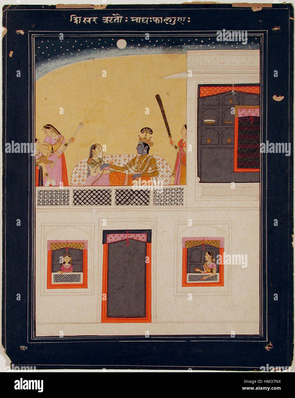 This Indian artwork depicts the divine couple Krishna and Radha on an ...