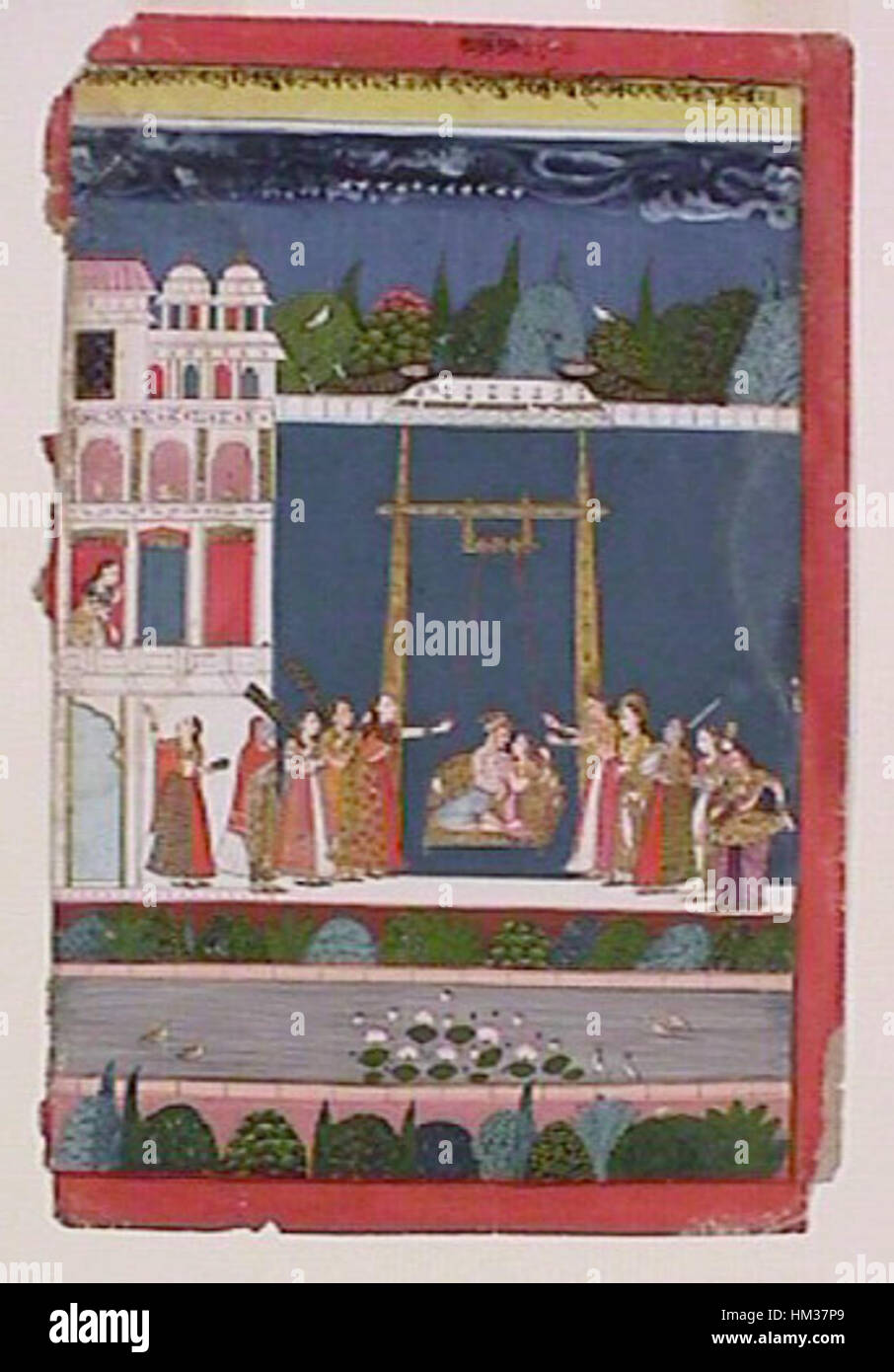 This painting of *Hindola Raga*, part of the Indian classical music ...