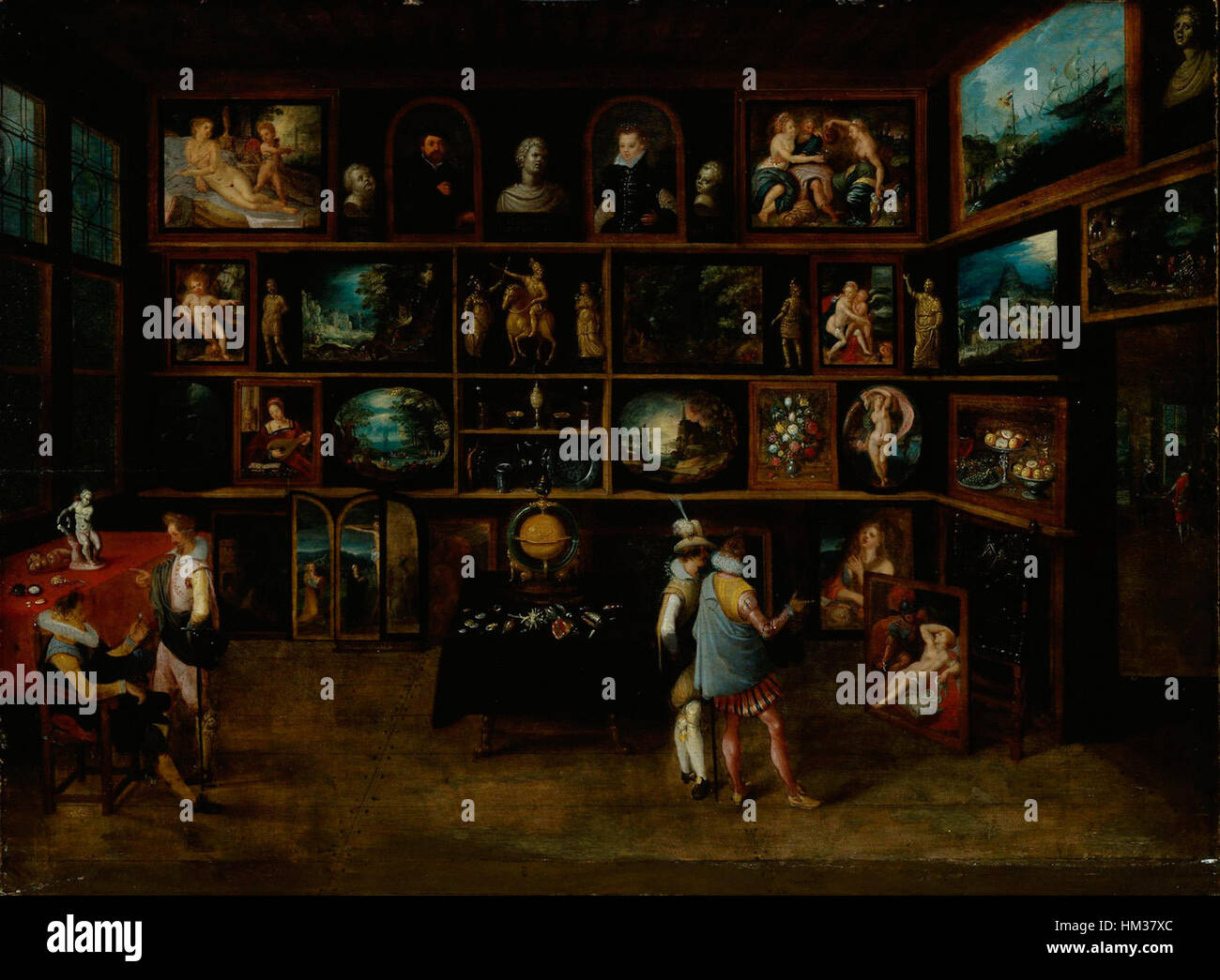 Art connoisseurs examining paintings hi-res stock photography and ...