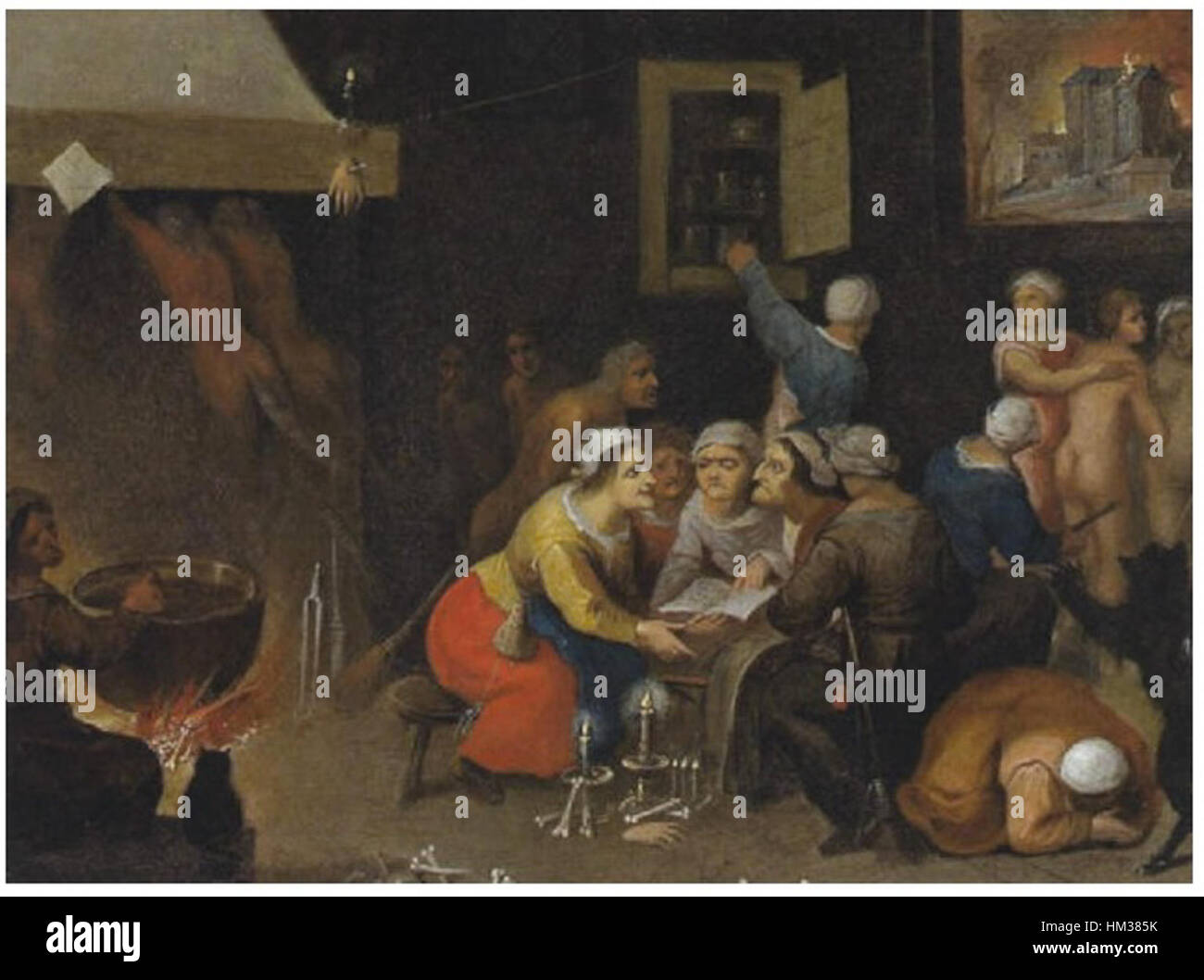A painting by Isabella Francken, depicting a gathering of witches in a ...