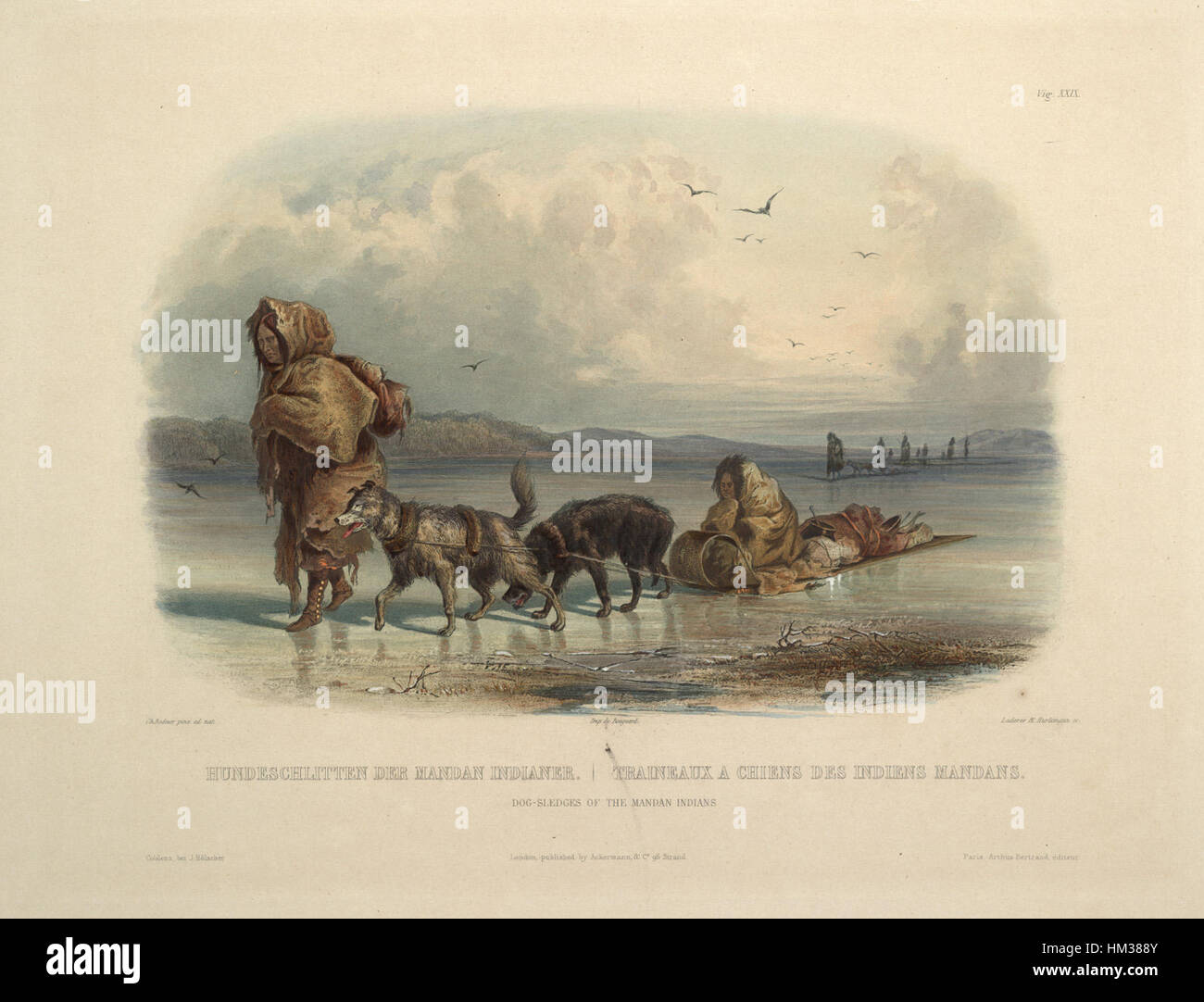This painting by Karl Bodmer depicts scenes from his travels in America ...