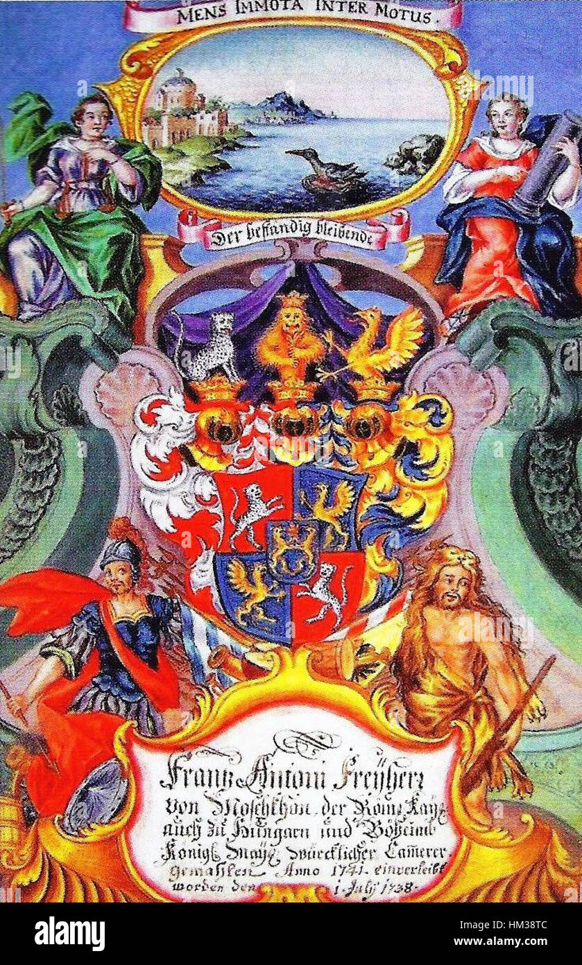 The *Grb Baronov Mosconov* is a heraldic emblem depicting a noble ...