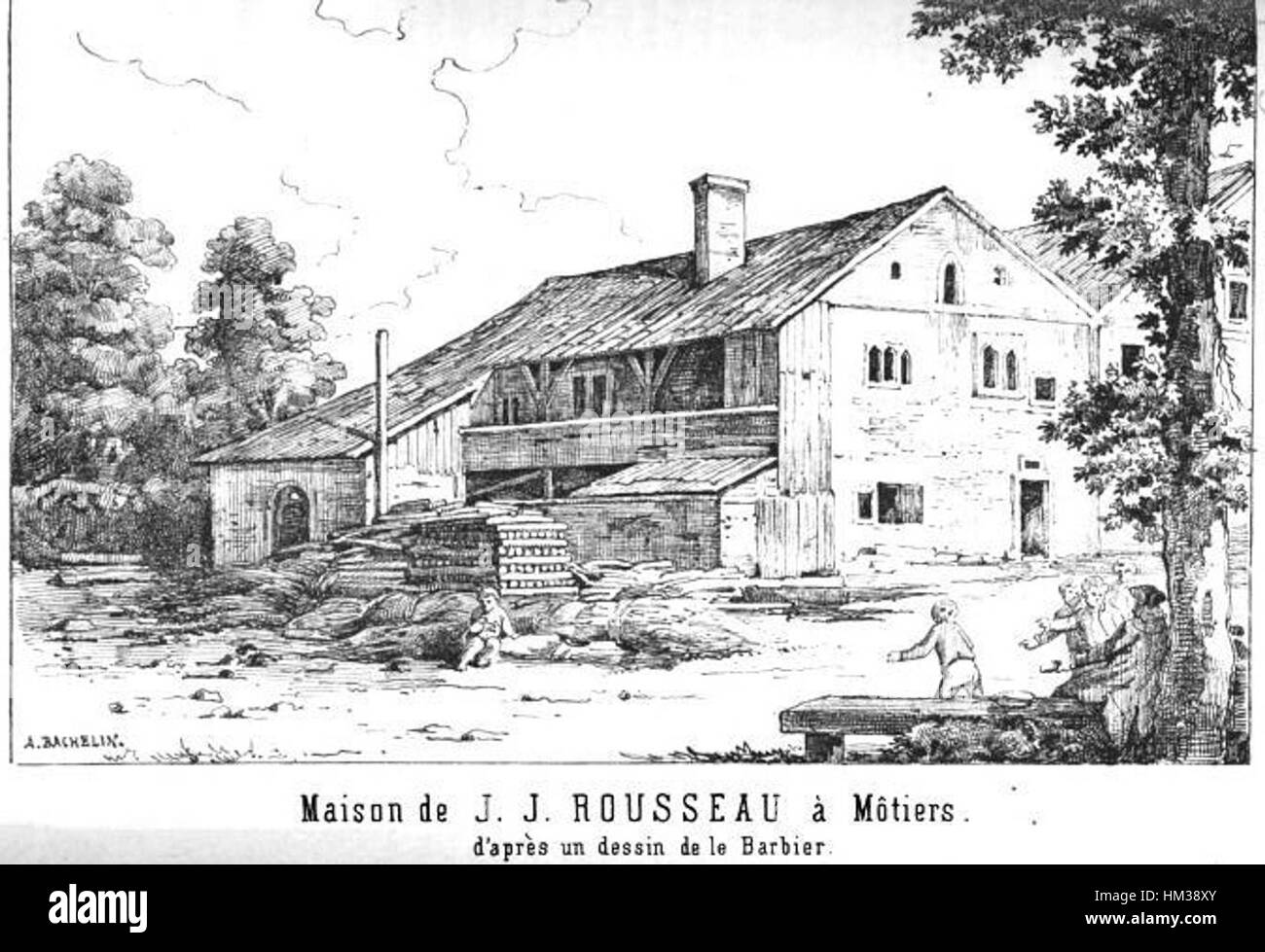 This painting of the Haus von Rousseau in Neuenburg is a representation ...