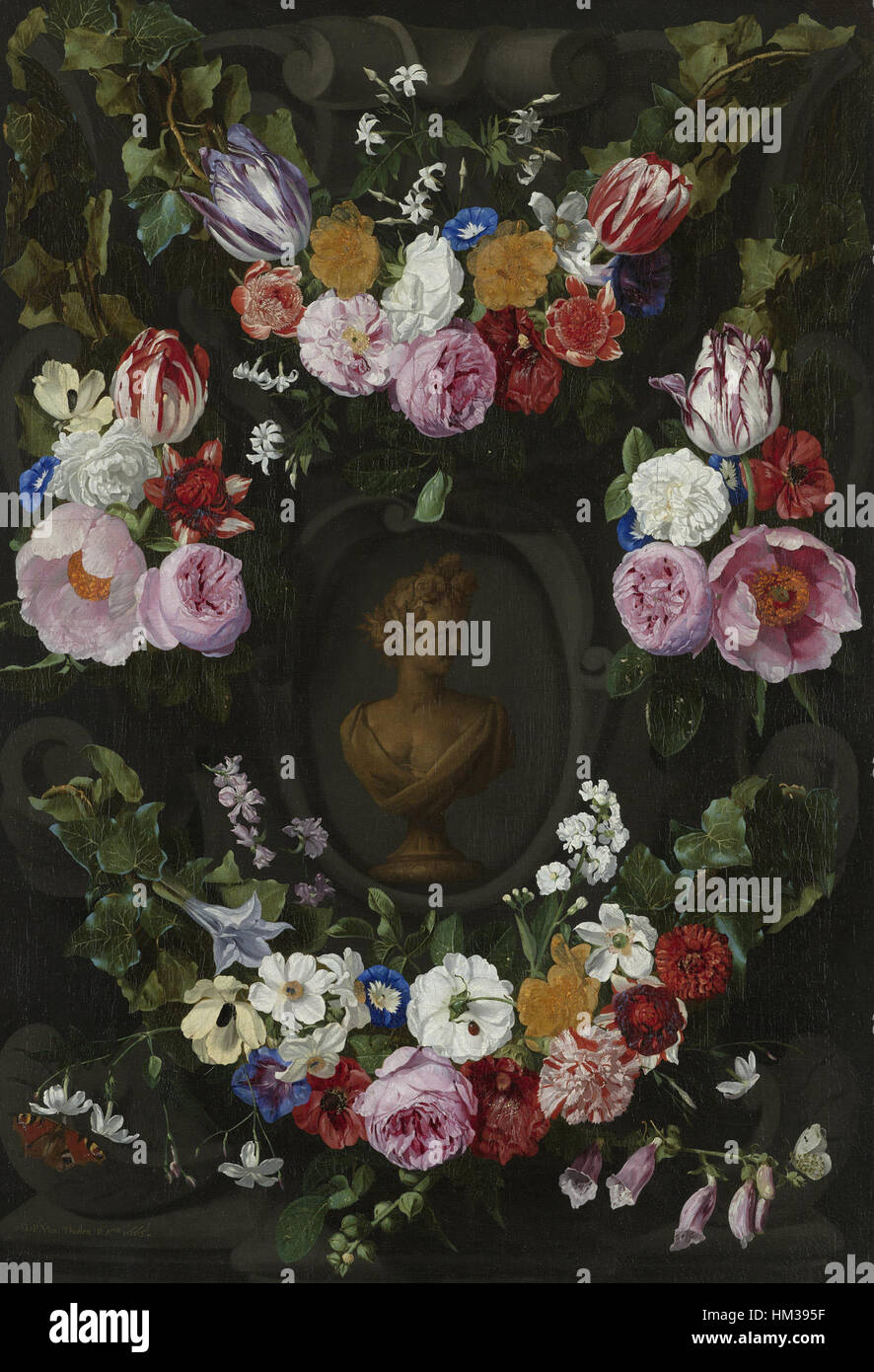 Jan Philip van Thielen - Garland of Flowers surrounding a Bust of Flora ...