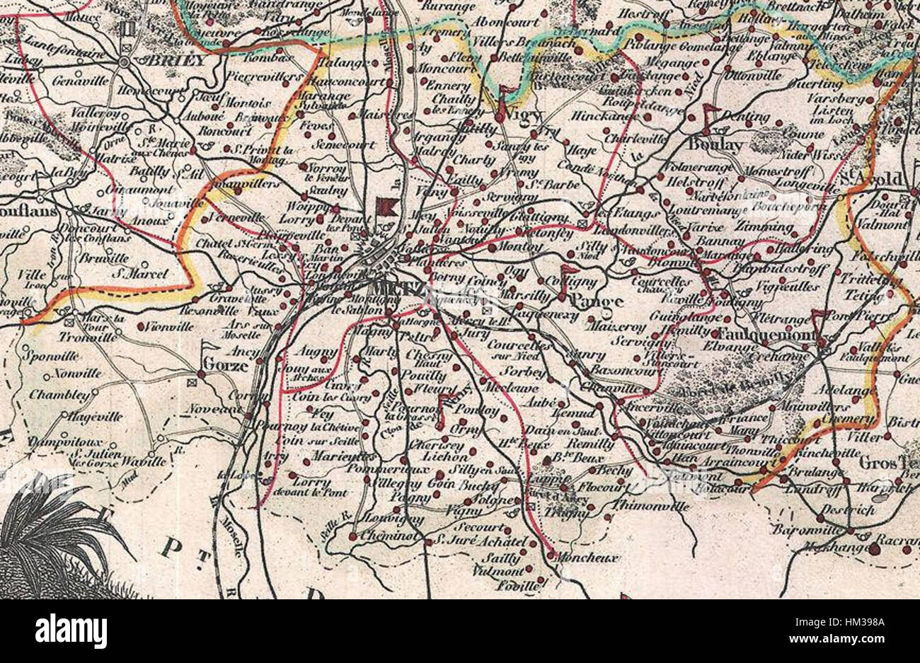 The 1852 Levasseur map of *Metz*, a city in northeastern France ...
