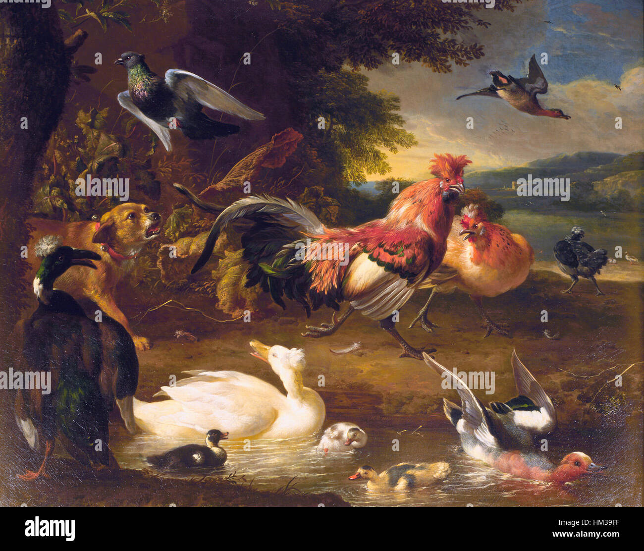 Melchior d'Hondecoeter's painting '002' presents a vivid portrayal of ...