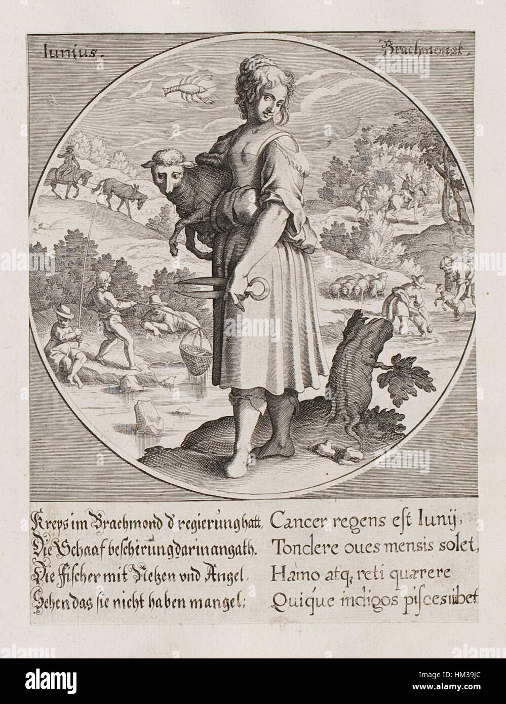 A 1617 engraving by Kilian of the figure Iunius, capturing a historical ...