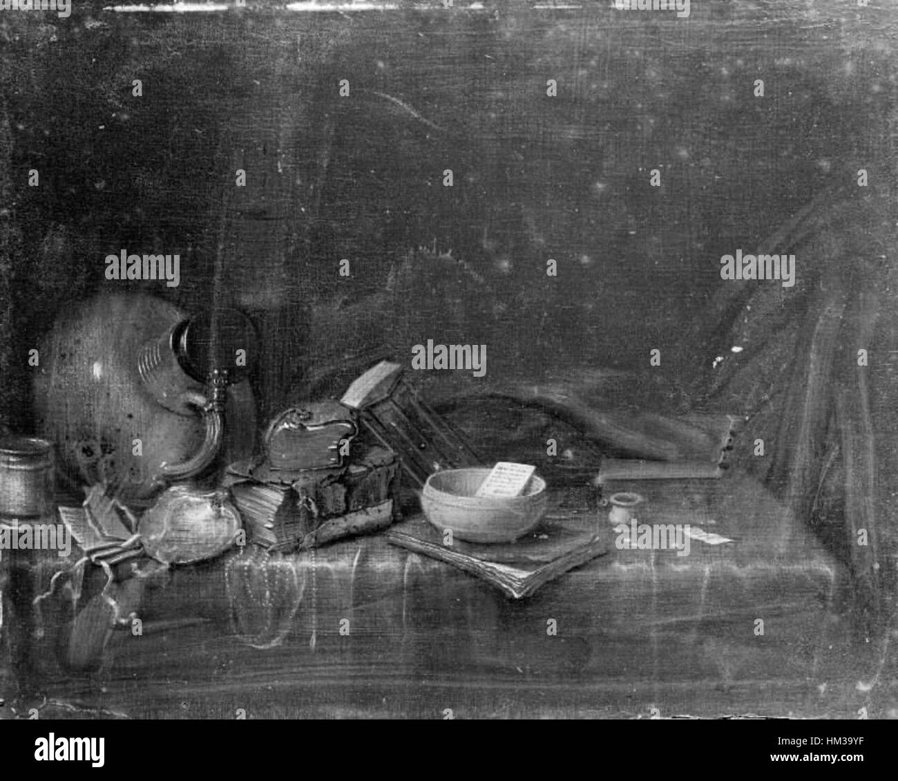 Hubert van Ravesteyn - Still Life with books an other objects on a ...