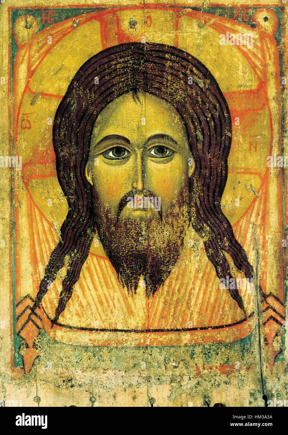 The Holy Mandylion, a 13th-century religious icon housed in Yaroslavl, Russia, depicts a ...