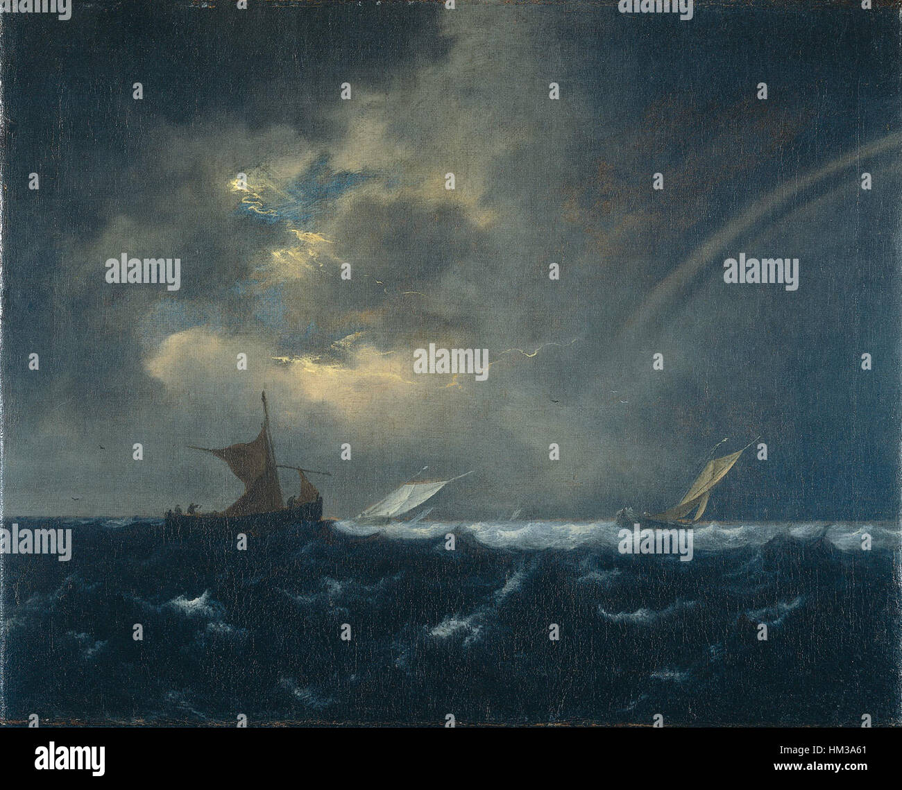 Jacob van Ruisdael's painting 'Ships in Stormy Seas' portrays the ...