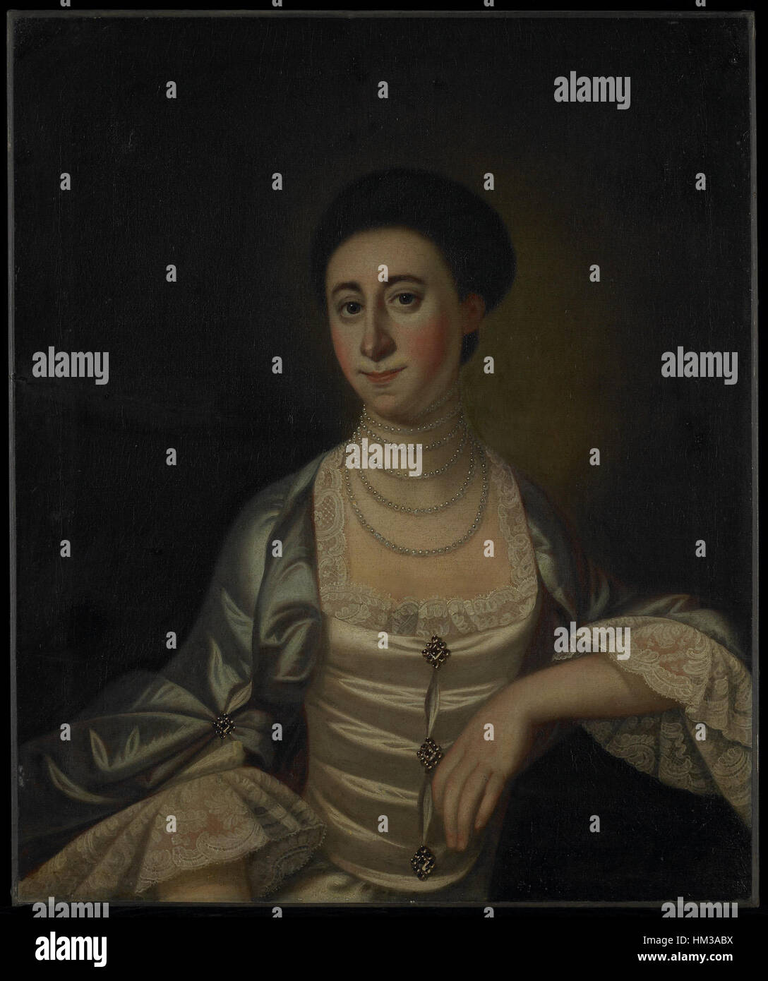 'Portrait of Marcy Olney' by Jeremiah Theus (1749 - 1780) is an oil ...
