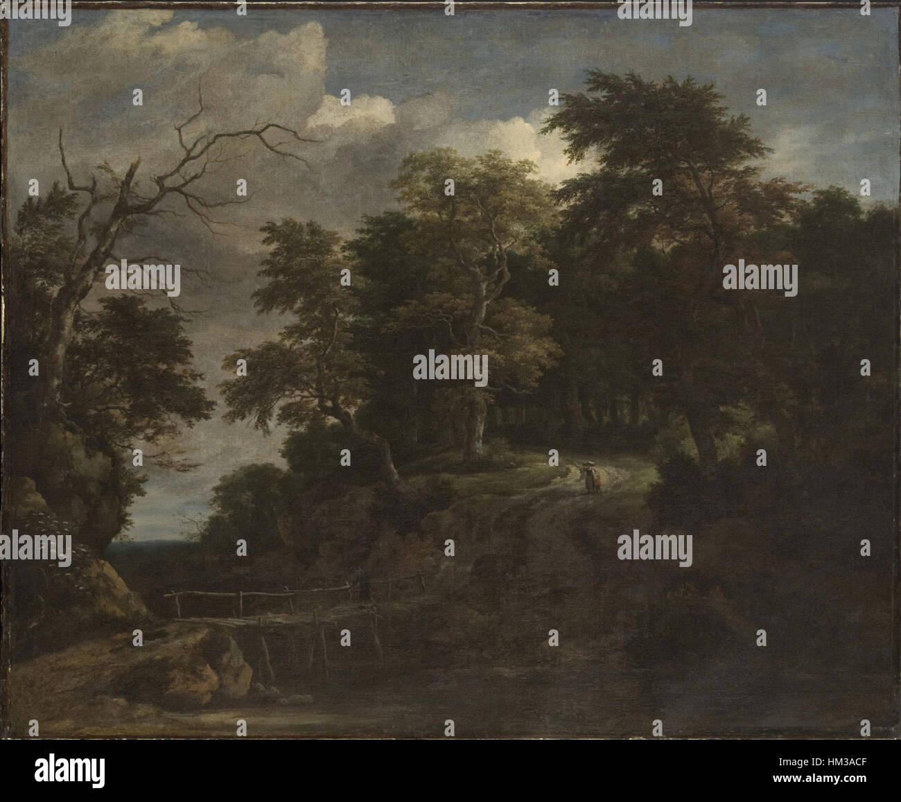 *Landscape of a Forest with a Wooden Bridge* by Jacob van Ruisdael is a ...