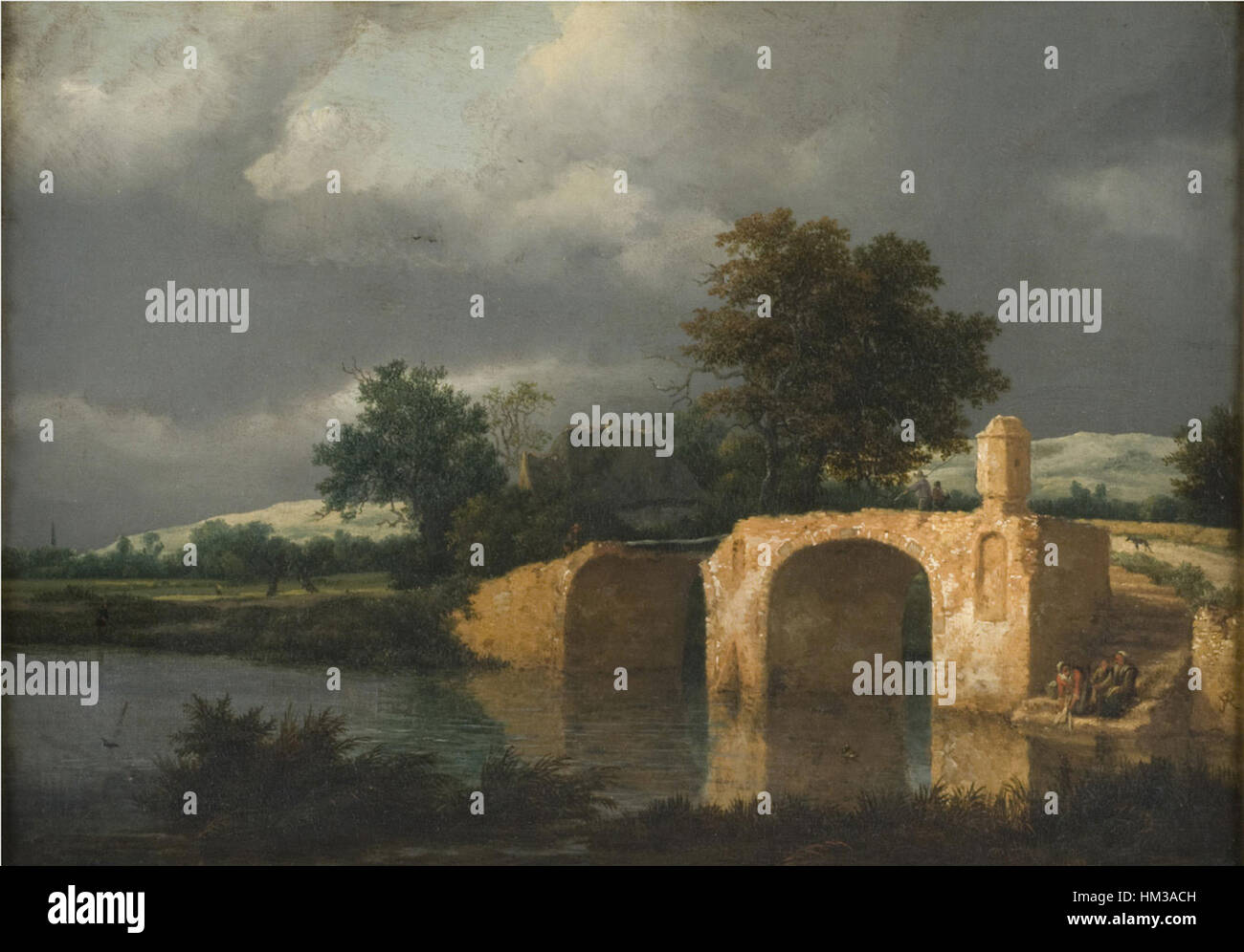 This classic landscape painting by Jacob van Ruisdael depicts a serene ...