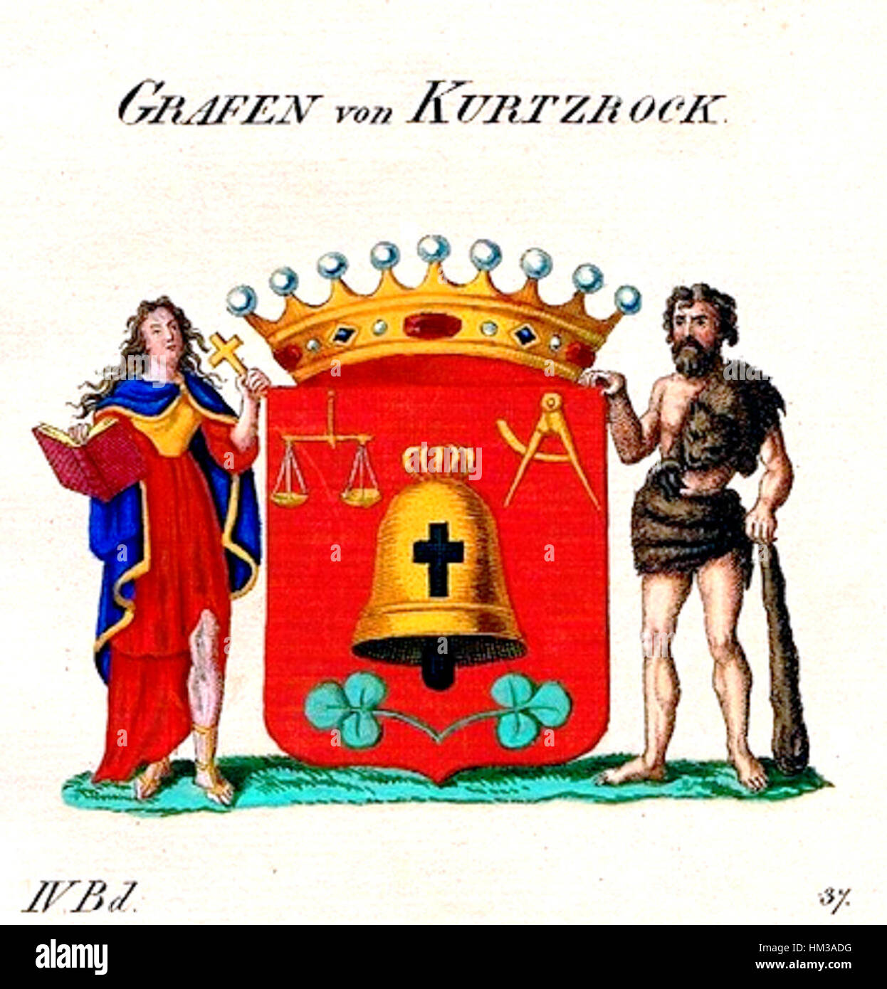 This coat of arms, from the family of Kurtzrock-Grafen, represents the ...