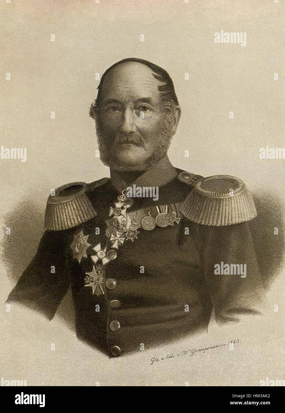 This 19th-century portrait depicts Johann Ludwig Mosle, likely a major ...