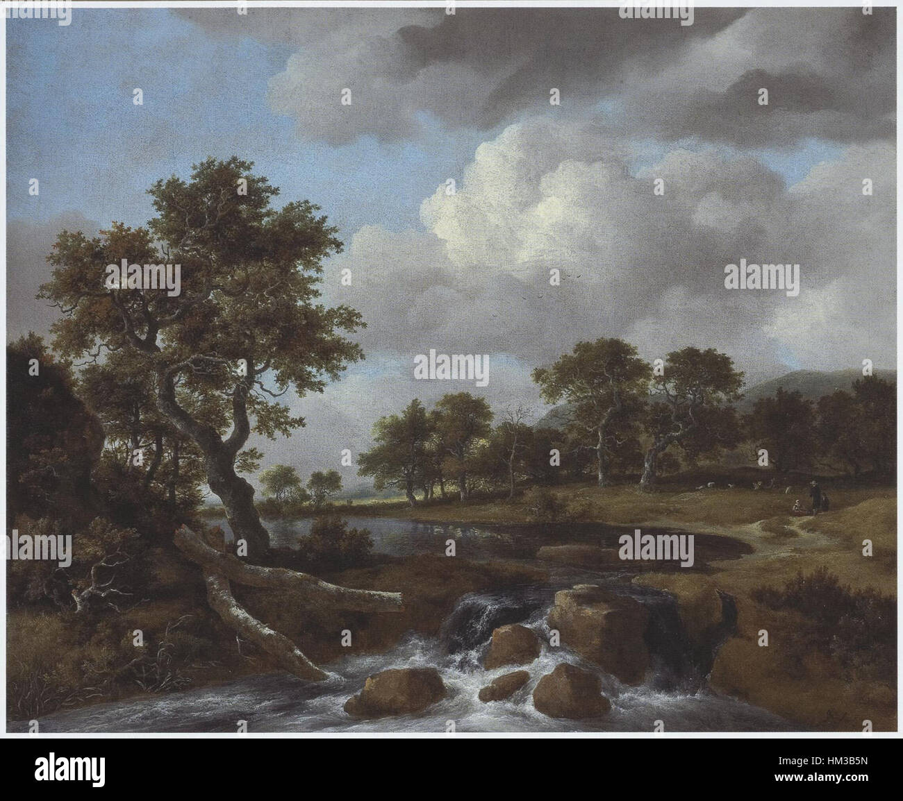 A landscape painting by Jacob van Ruisdael depicting a serene wooded ...