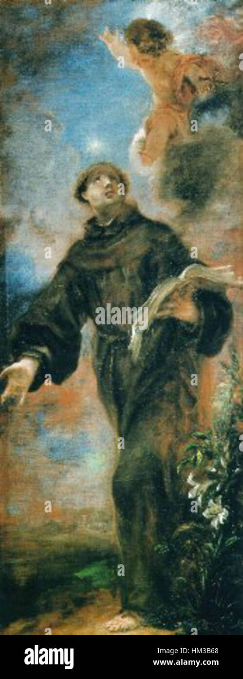 'Herrera el Mozo-San Antonio' is a Spanish artwork depicting religious ...