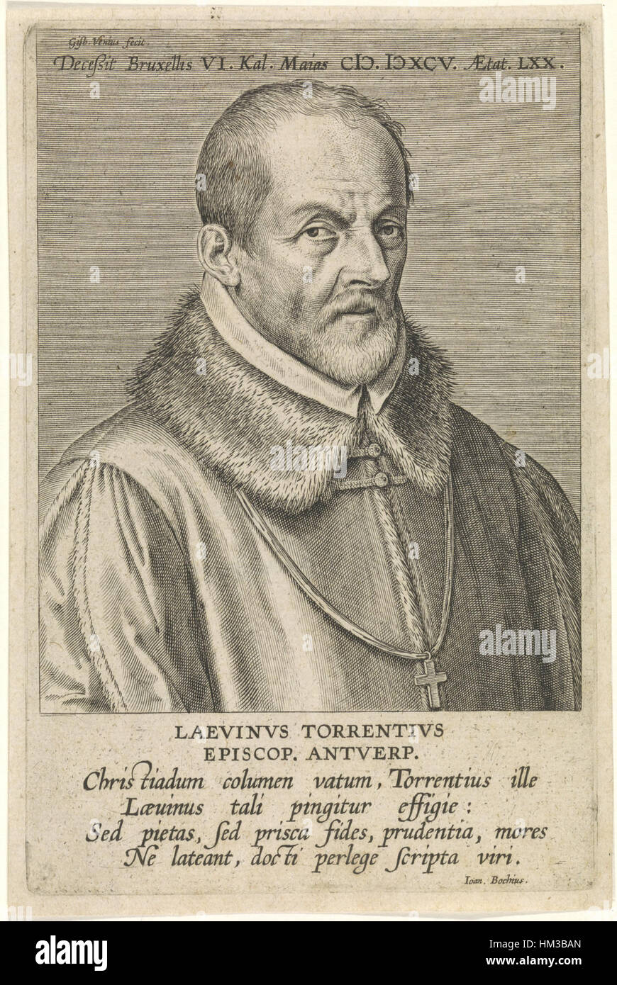 The engraving of Laevinus Torrentius by Cornelis Galle I, based on a ...