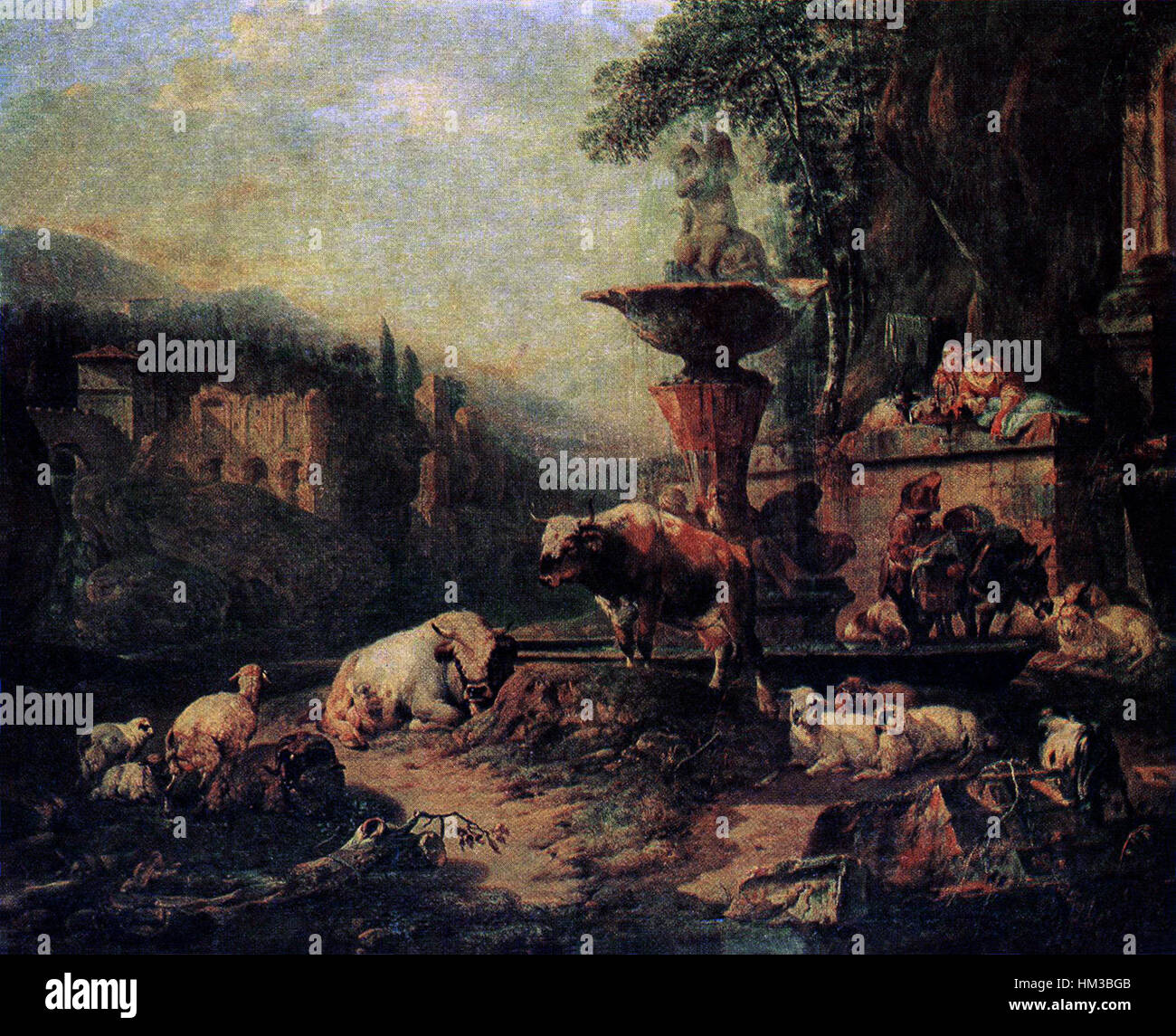 An Italian landscape painting depicting a mountainous region with ...