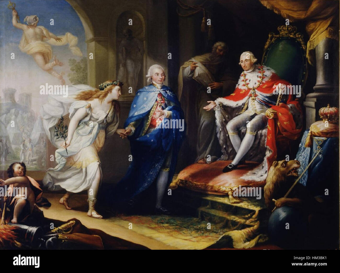 The painting 'Godoy presenting peace to Carlos IV' portrays the Spanish ...