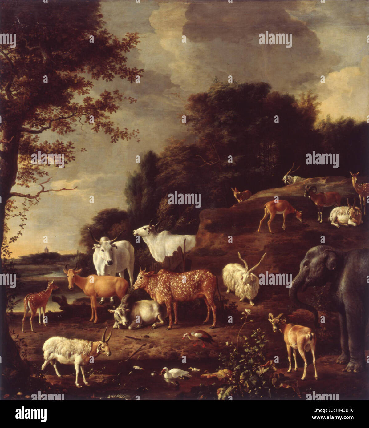 'Landscape with Exotic Animals' by Melchior d'Hondecoeter features a ...