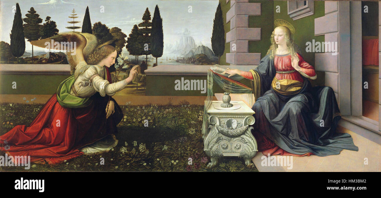 'Annunciation' by Leonardo da Vinci, an iconic Renaissance painting ...