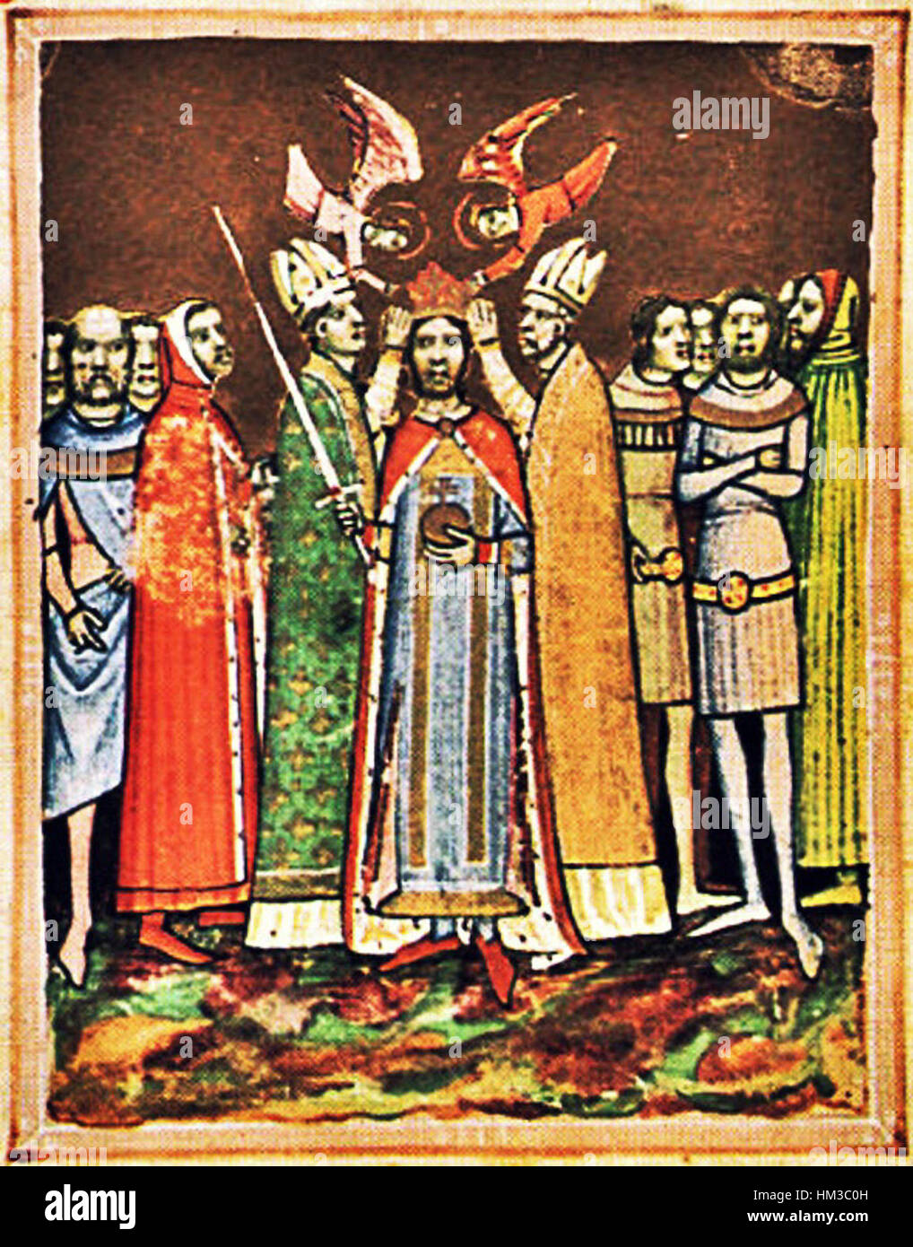 *Ladislaus I's coronation* from the *Chronicon Pictum* depicts the ...