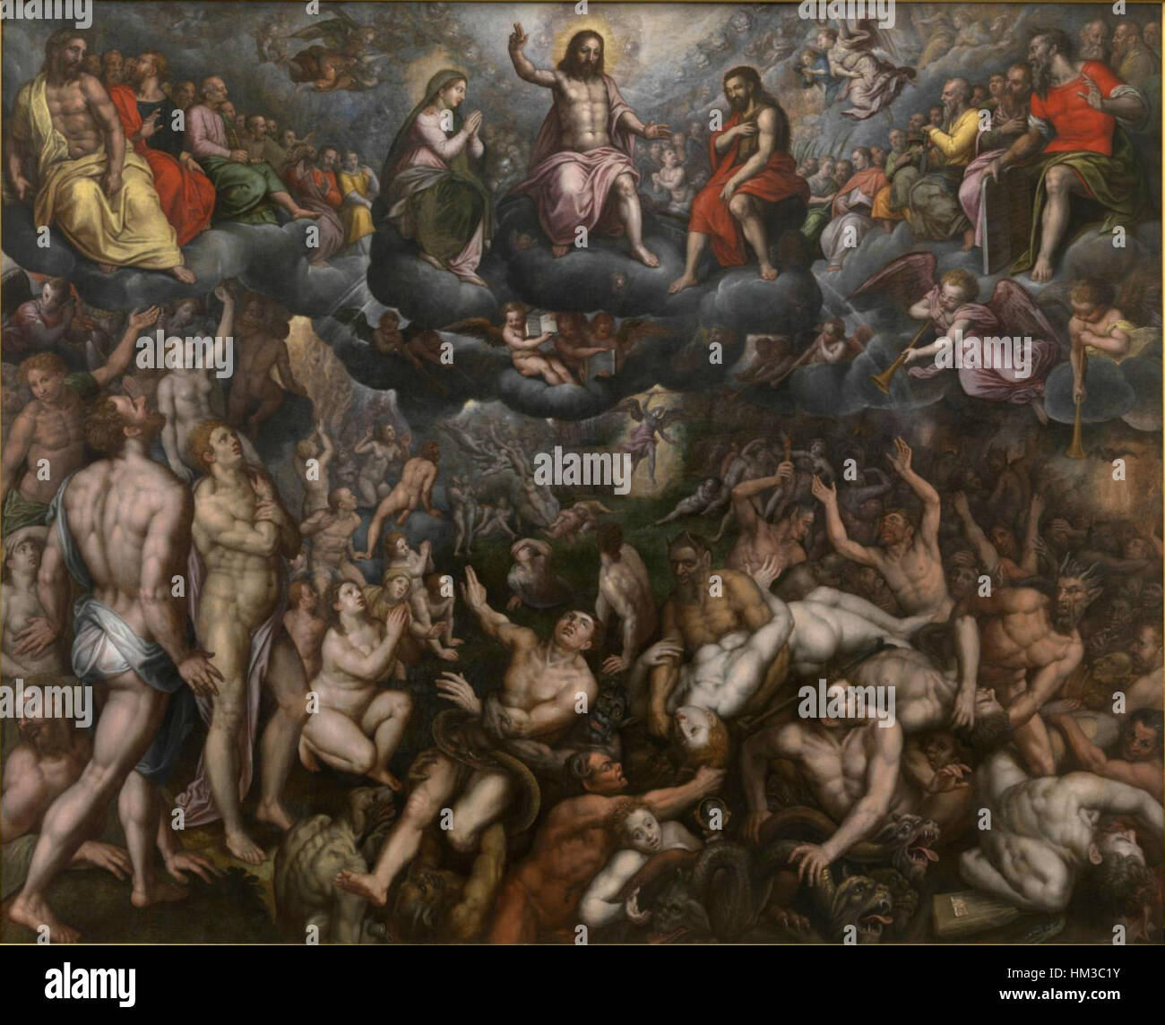 A painting of the 'Last Judgment' by Raphael Coxie, depicting the ...