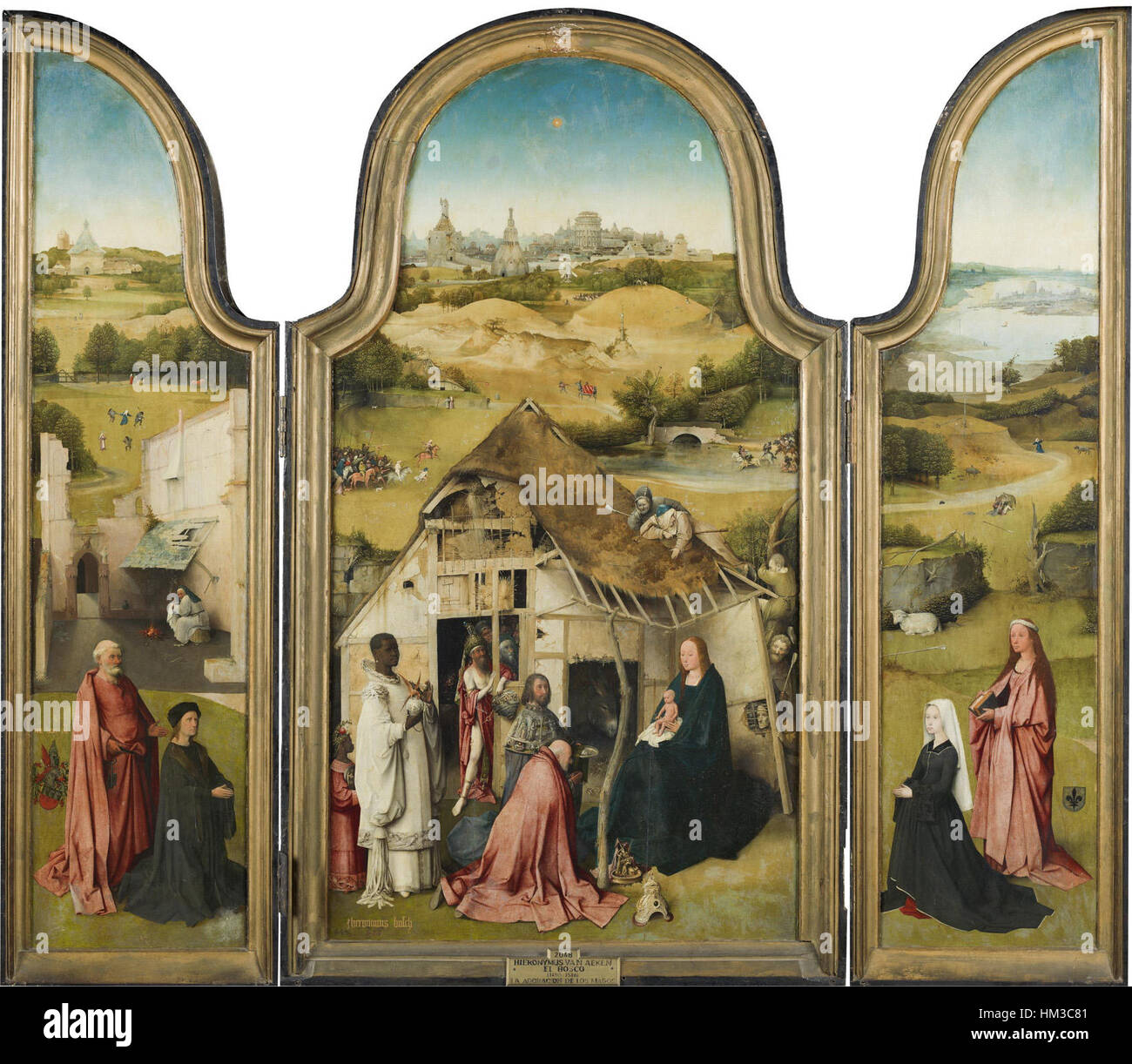 'Triptych of the Adoration of the Magi' by Hieronymus Bosch depicts the biblical scene of the ...