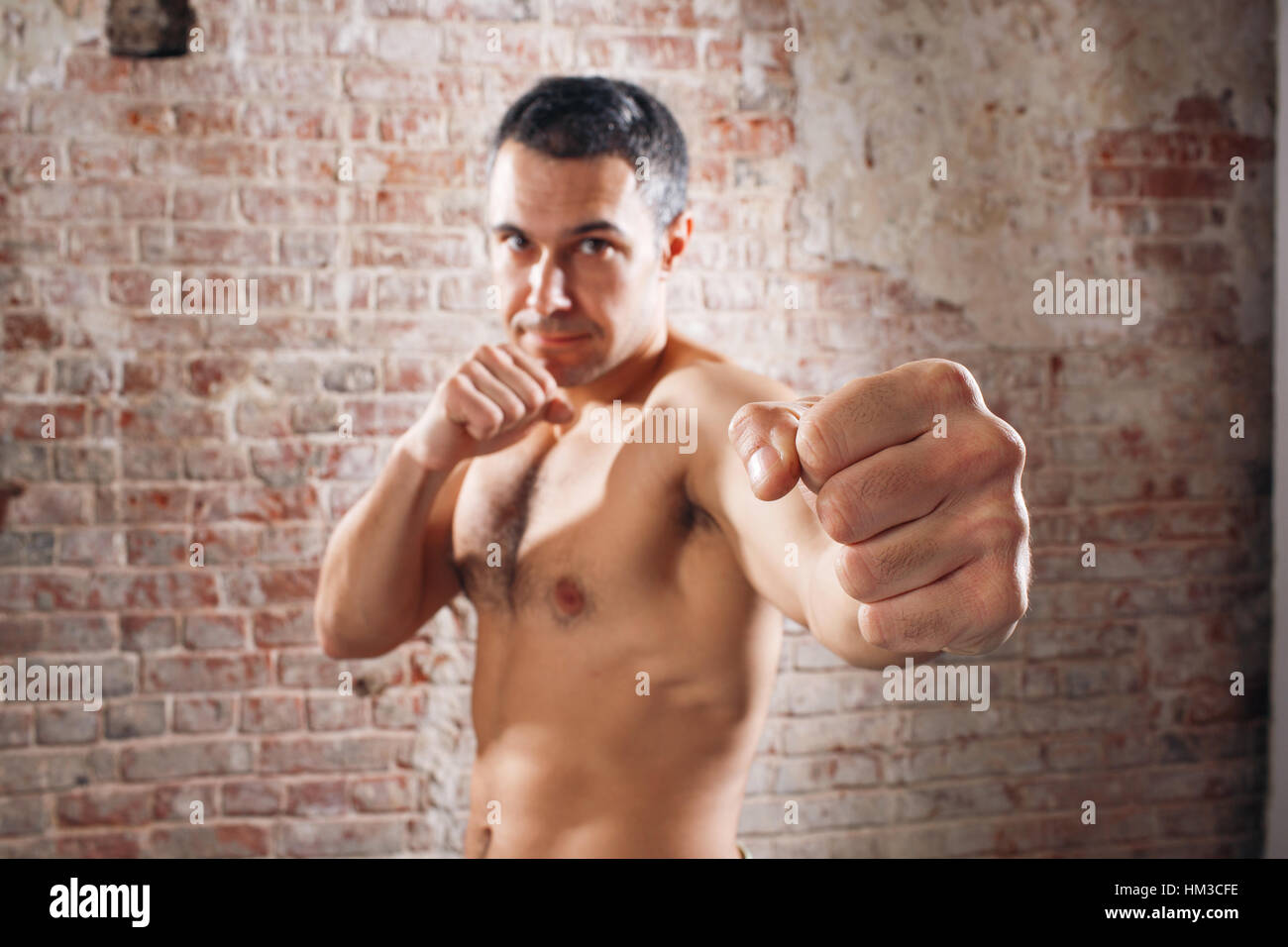 Boxing concept. Closeup boxer fist. Focus on the hand Stock Photo - Alamy