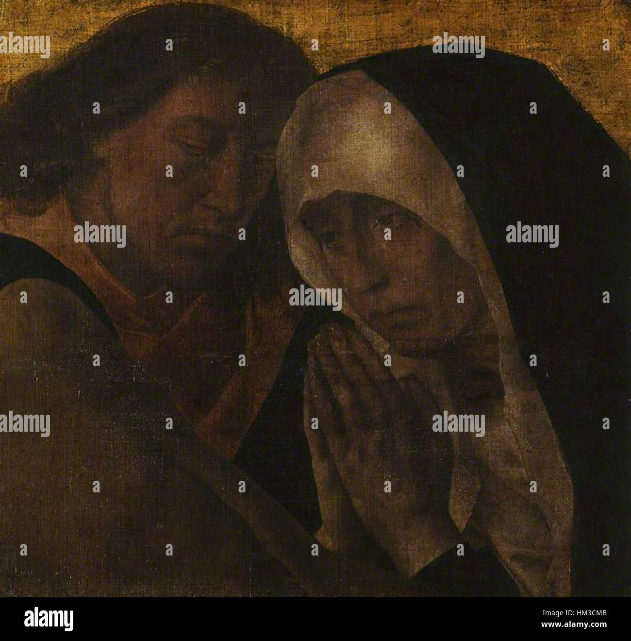 This artwork by Hugo van der Goes depicts the Virgin Mary and Saint John the Evangelist ...