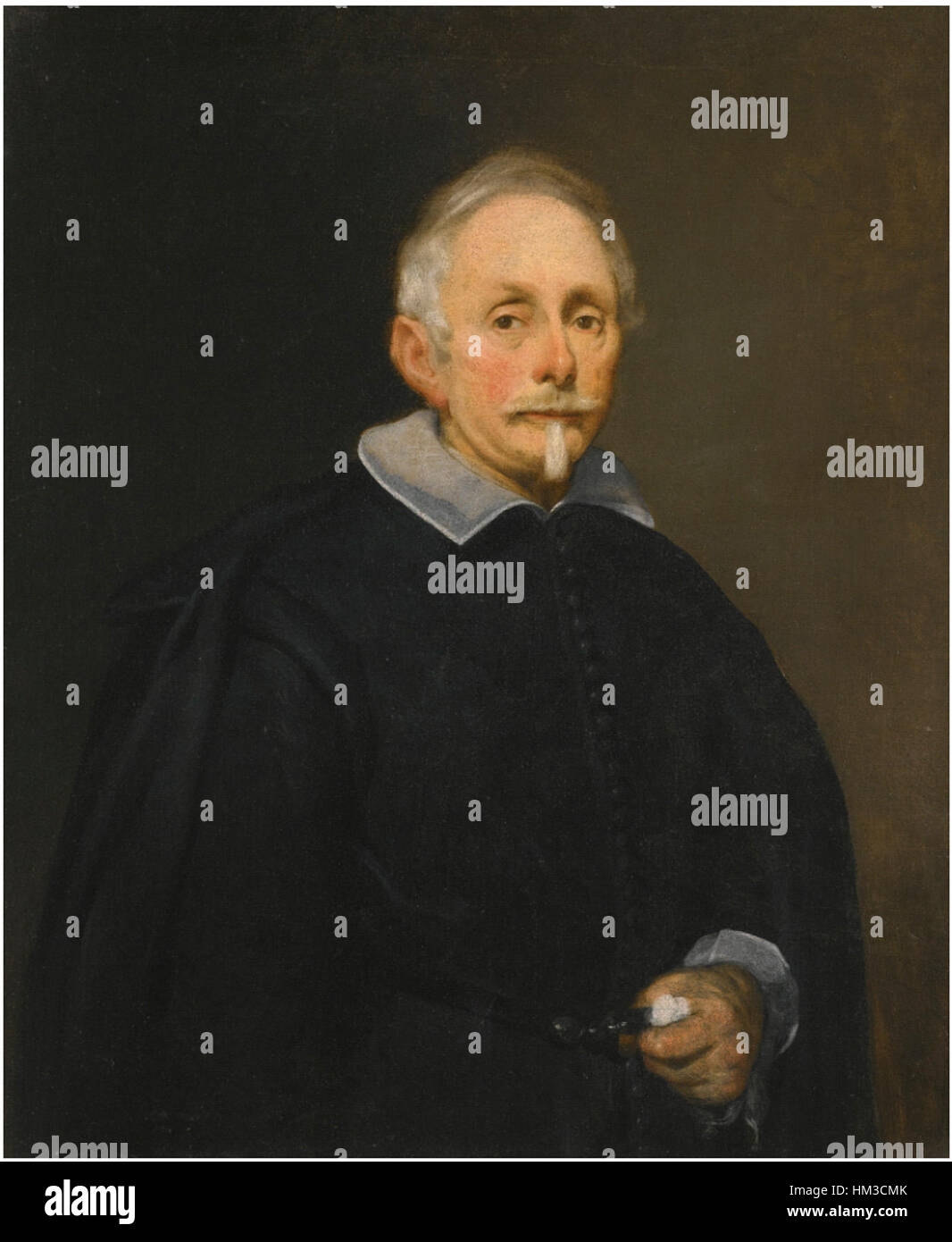 The portrait by Jan Roos shows a man in a black shirt, with a focus on ...