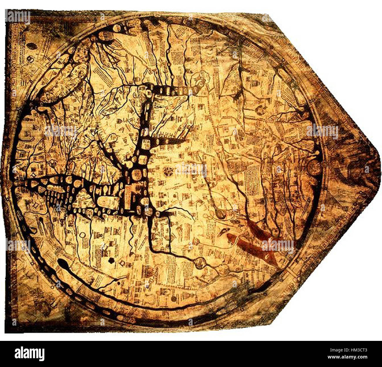 The Hereford Mappa Mundi, created around 1300, is a detailed medieval ...