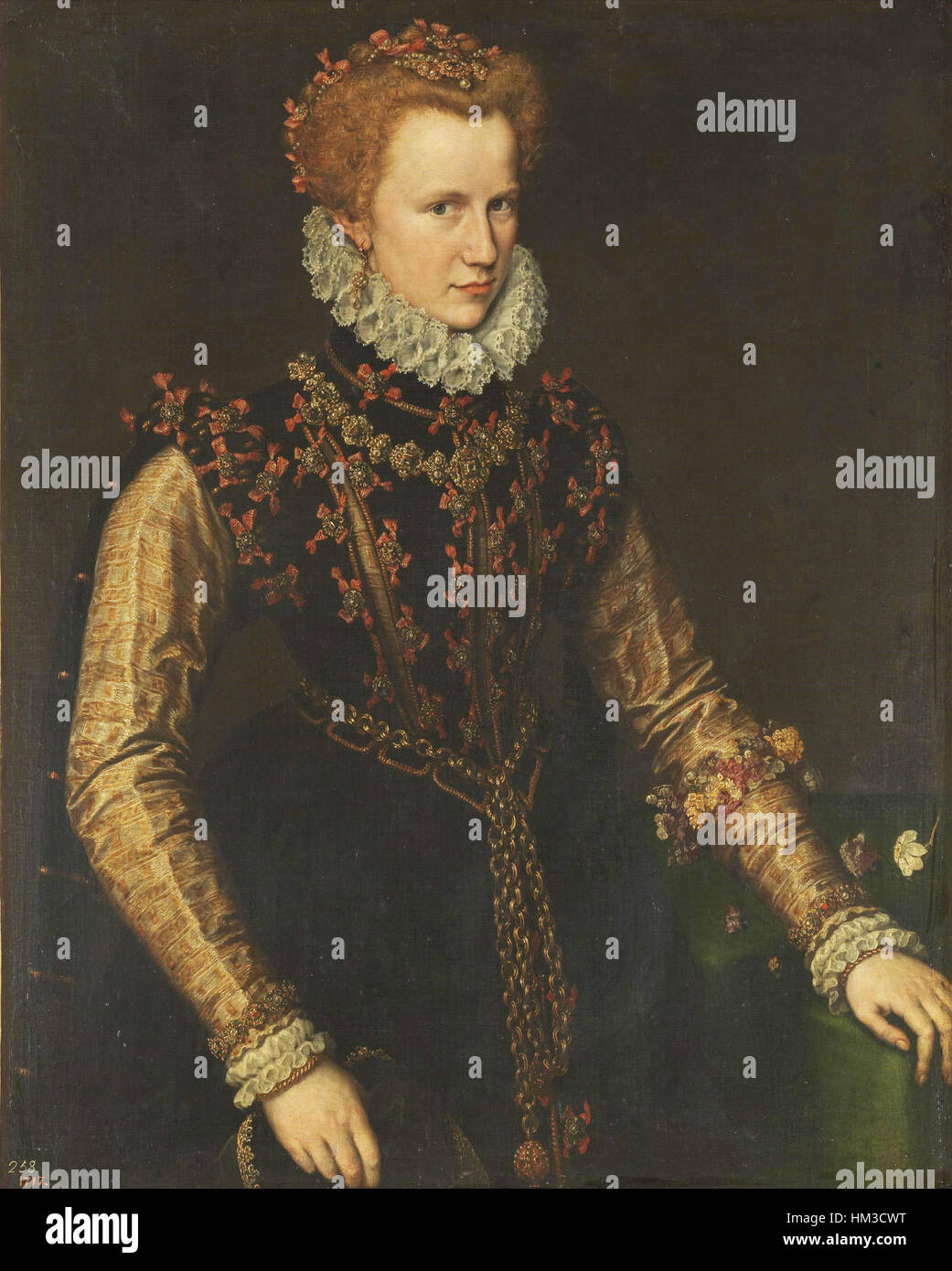 This portrait painting depicts Jane Dormer, a historical figure from ...