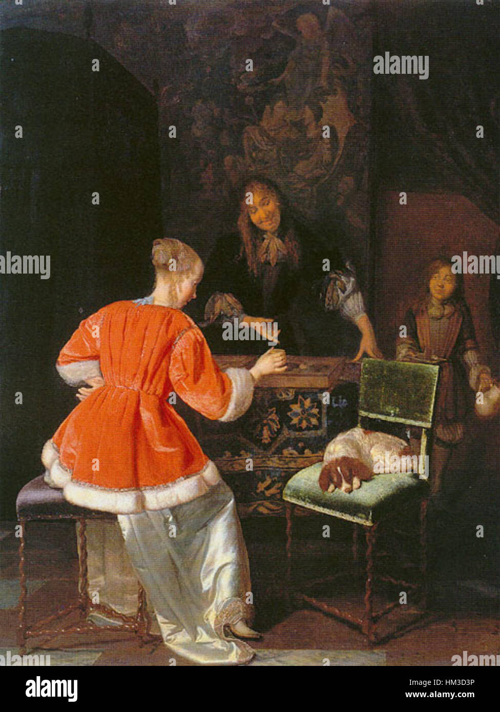 Jacob Ochtervelt’s painting The Backgammon Players depicts two men ...