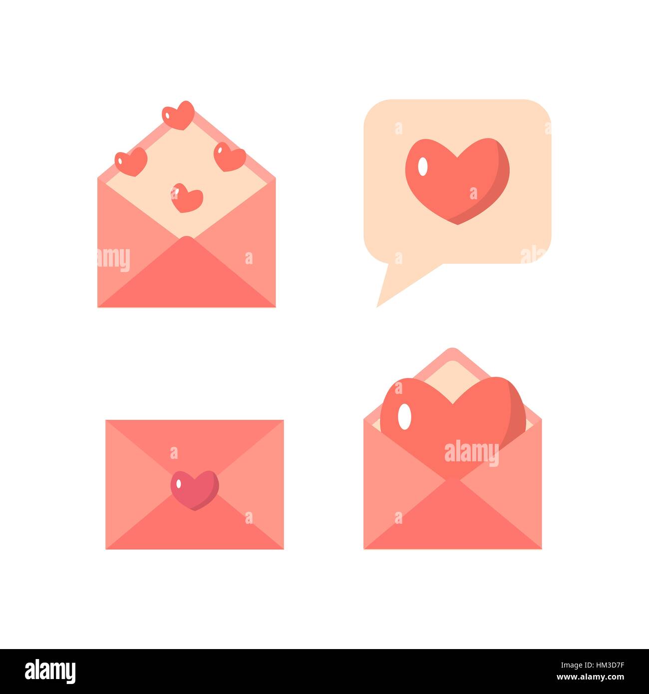 Flat love letter and email icons set Stock Vector Image & Art - Alamy