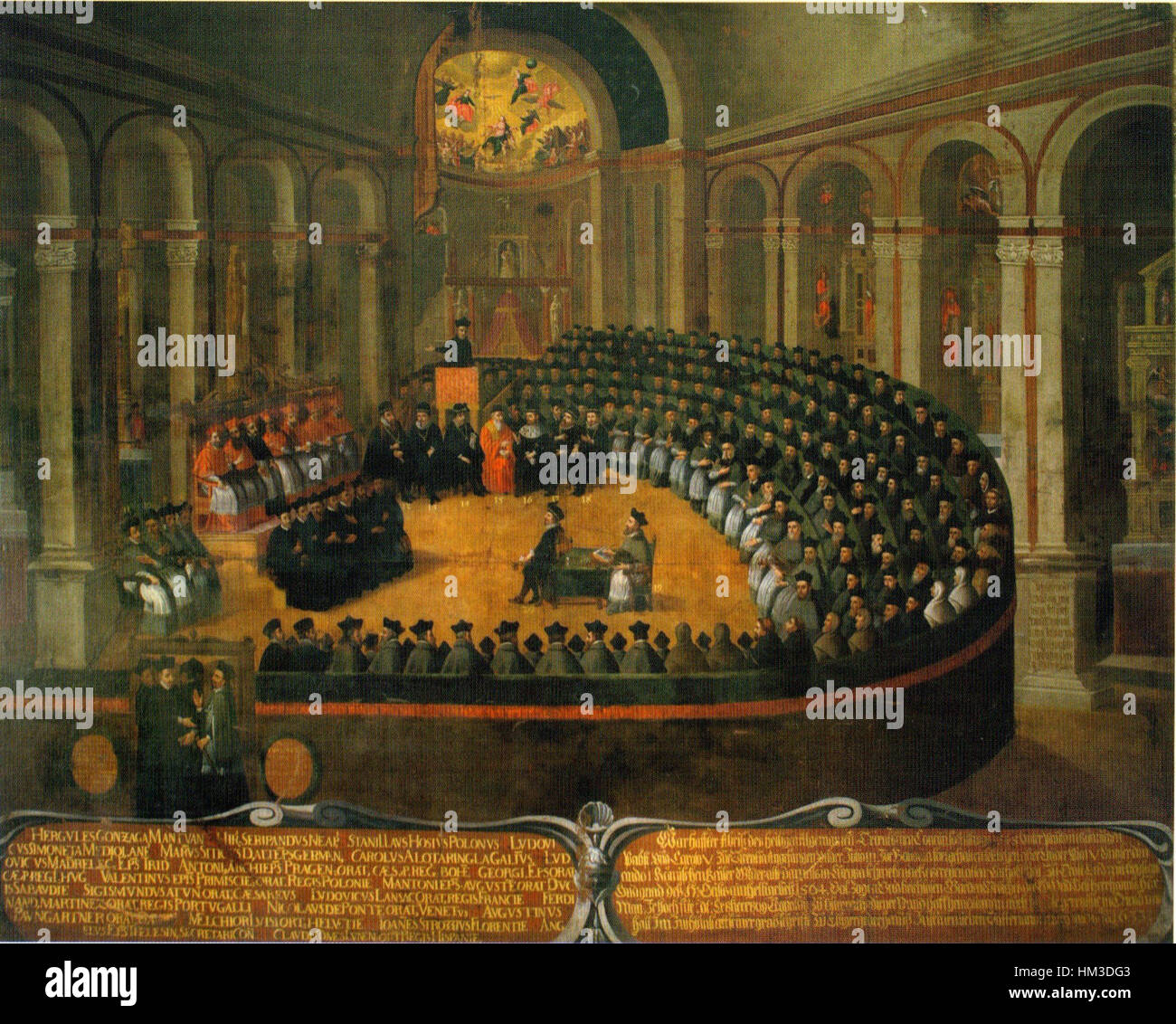 This painting depicts Cardinal Ercole Gonzaga presiding over a session ...