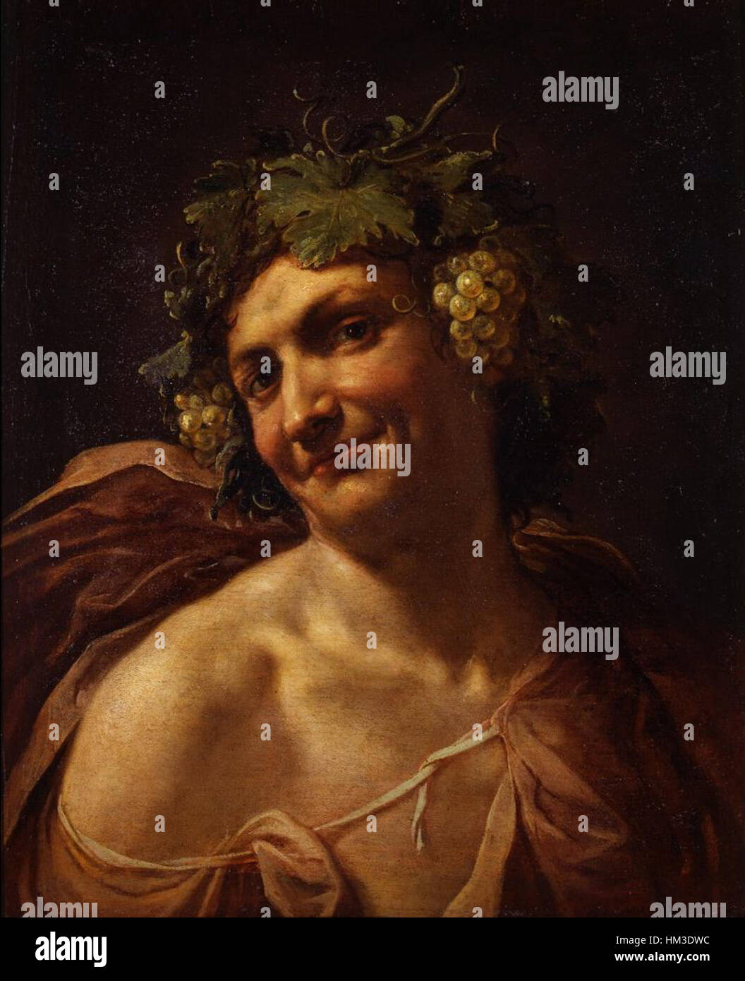 This oil painting by Jan van Dalen, titled 'Bacchus,' depicts the Roman ...