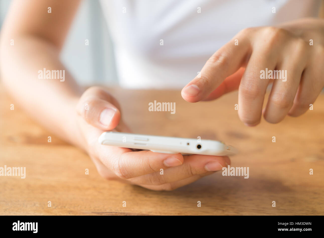 Hand touch the Screen on the Smart Phone Stock Photo - Alamy