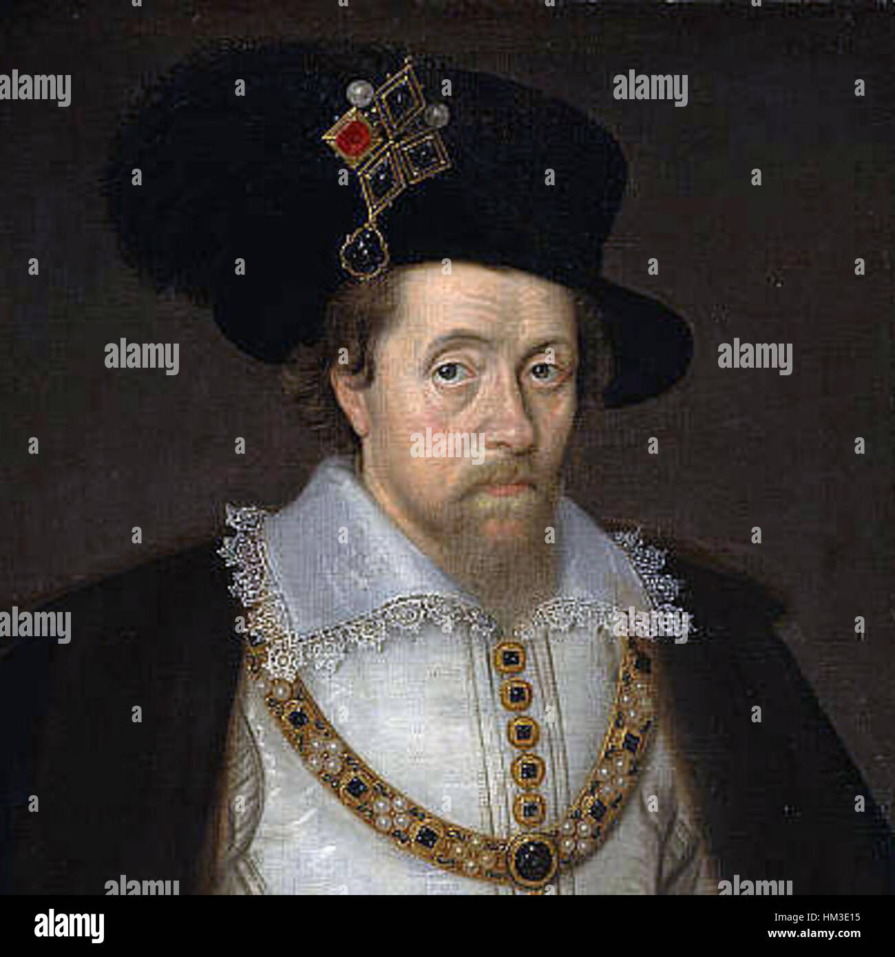 James I of England, portrayed by John de Critz in this cropped version ...