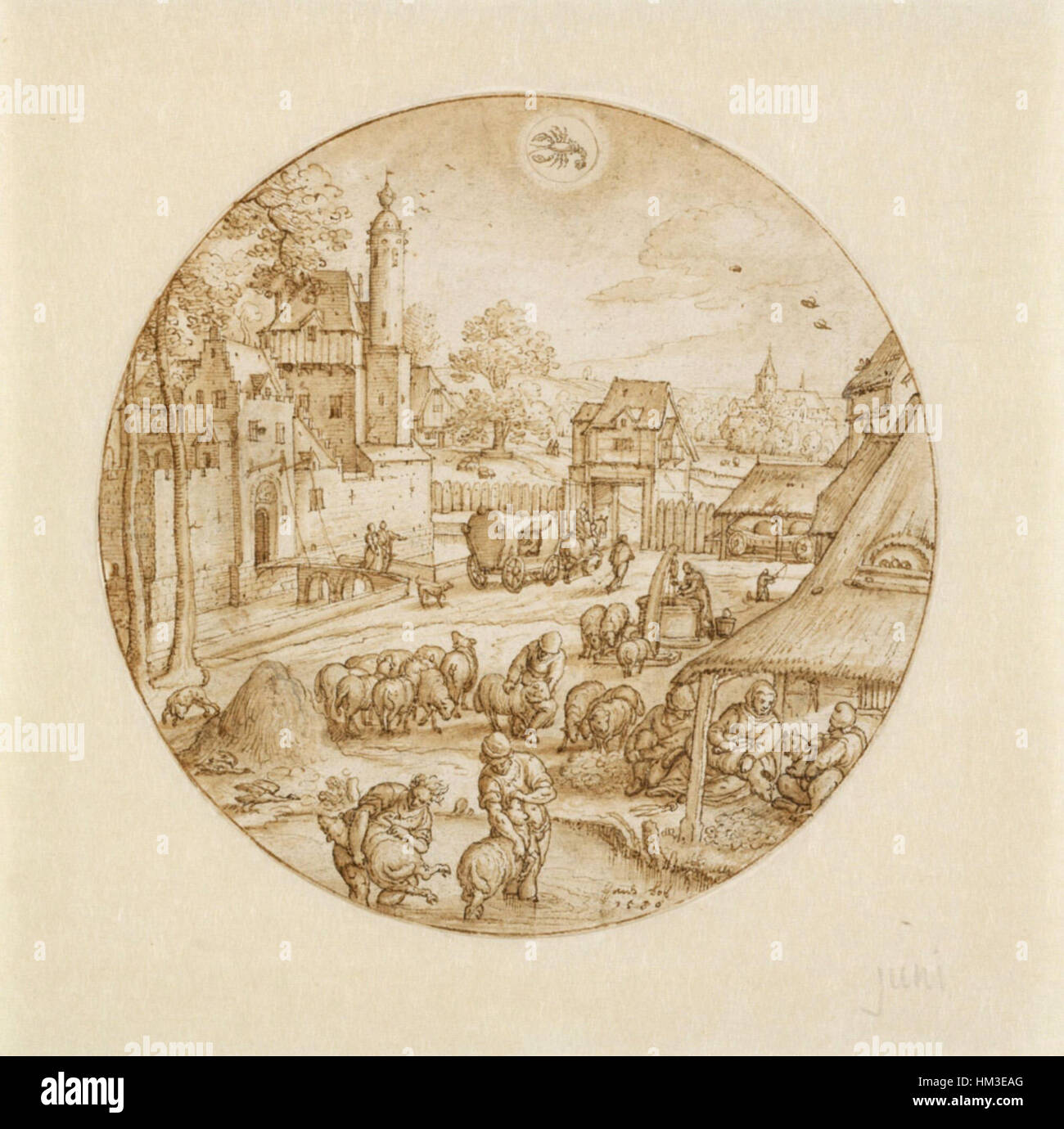 'The Month June (Cancer)' by Hans Bol is part of a series depicting the ...