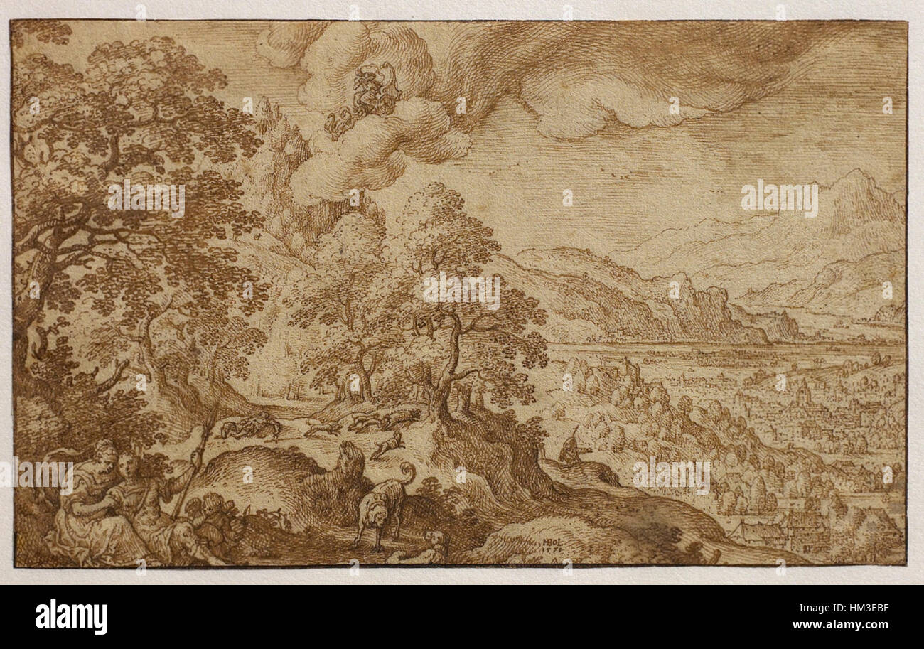 Hans Bol’s *Landscape with Venus and Adonis* features classical ...