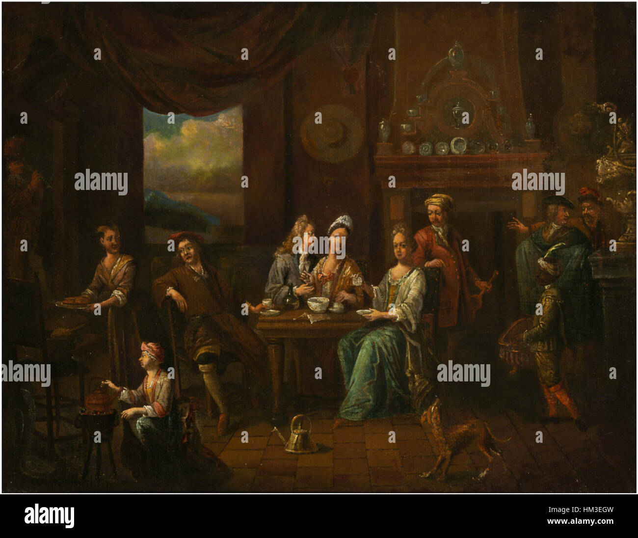 Jan Josef Horemans the Elder's 'Courtly Company at Table' depicts an ...