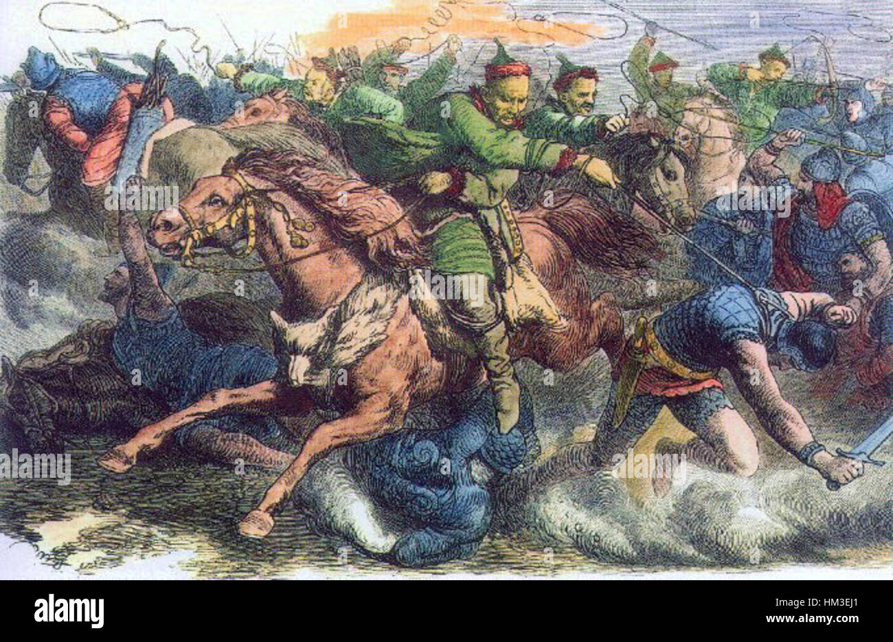 This artwork depicts the Hun people, known for their nomadic lifestyle ...