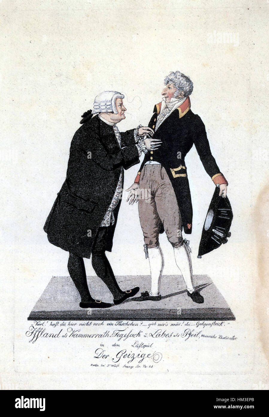 An artwork depicting the characters Iffland and Labes from the German ...