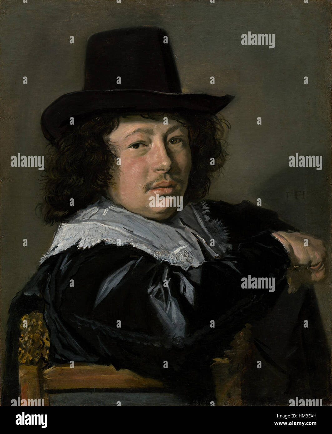 This artwork by Hals portrays a young man in a detailed oil painting ...